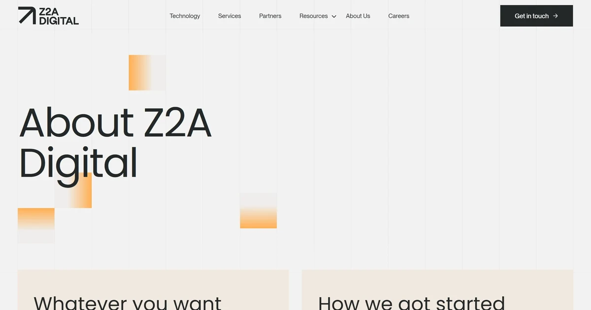 Z2A Digital | Скриншот страницы о компании
